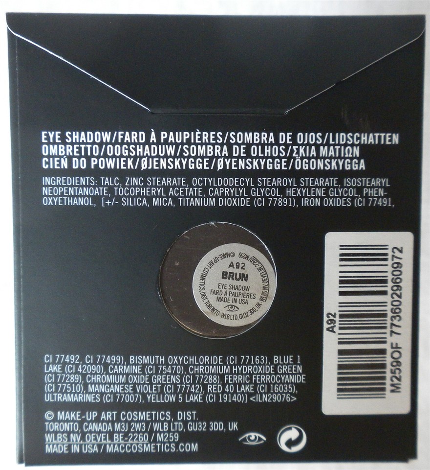 MAC " BRUN " BROWN PRESSED POWDER MATTE EYE SHADOW PAN REFILL FULL SIZE ...