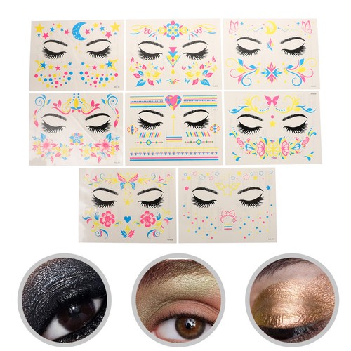 8 Sheets Butterfly Eye Tattoo Facial Waterproof Sticker Face Stickers ...