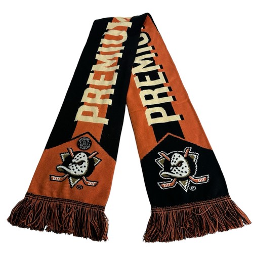 Anaheim Ducks NHL Premium Member Knit Scarf Black Orange Fringe Hockey ...