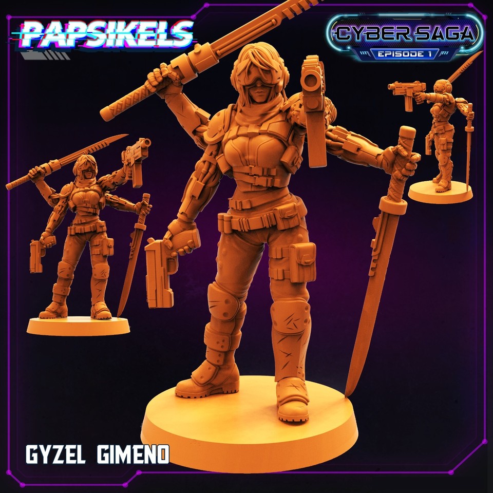Cyberpunk Miniature Mini Gyzel Gimeno Cyborg Psycho 2077 RPG Papsikels ...