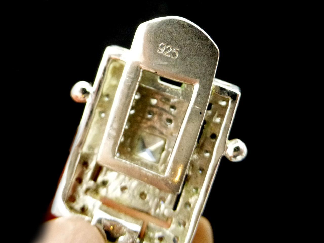 Sparkling CHARLES WINSTON CWE CUBIC ZIRCONIA STERLING SILVER ART DECO ...