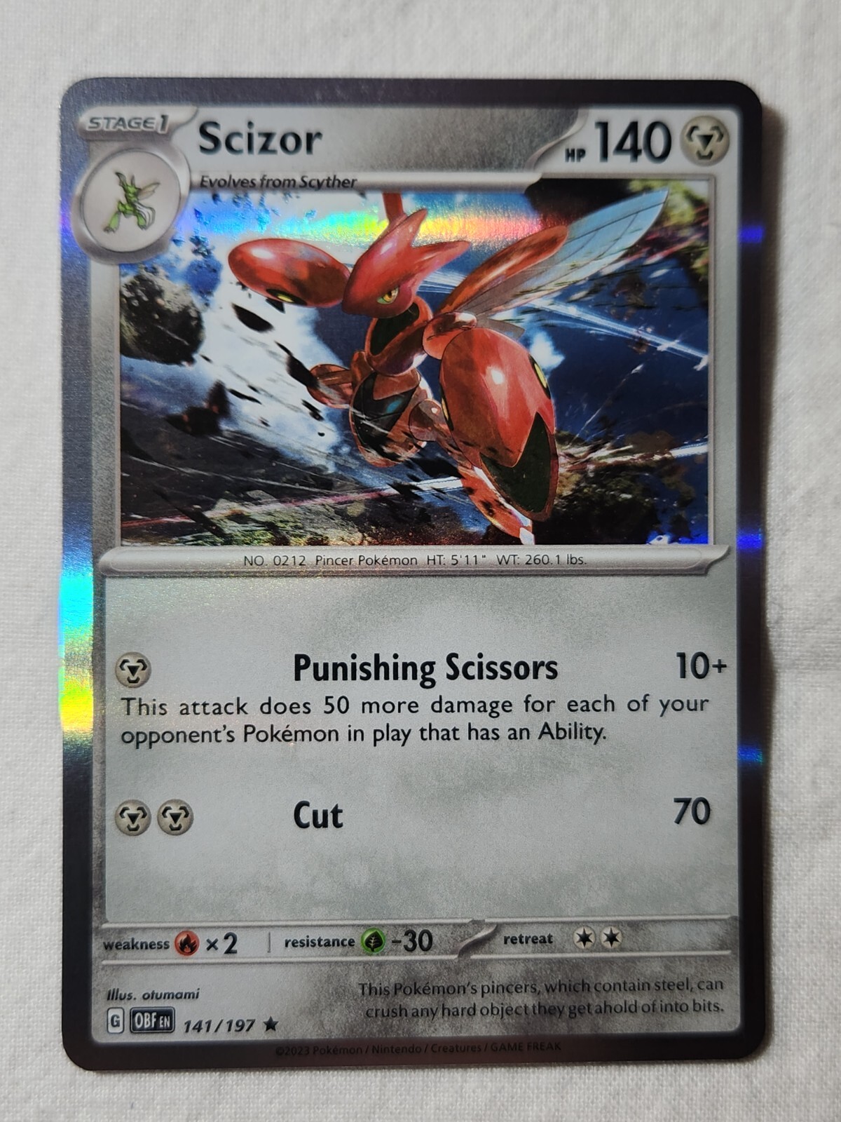 Scizor 141/197 - Obsidian Flames Holo Rare - Pokemon Card TCG - MINT ...