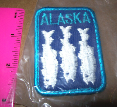 Embroidered Alaska Patch - 3 white fish, Zombie fish, Salmon hanging to ...