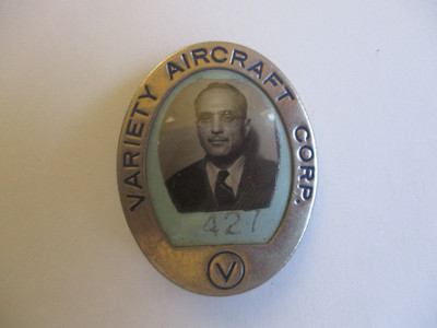 WWII 1947 Variety Aircraft Corp California Metal Photo Employee ID ...