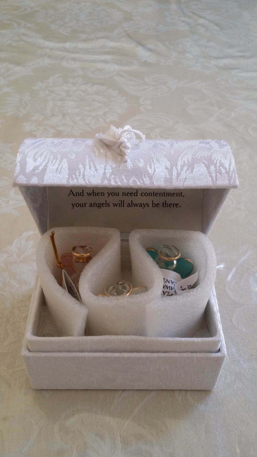 Peace and Love – Angels Worry Box w/ 3 Glass Angels and Poem Card | eBay