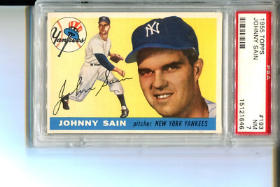 1955 TOPPS High #193 JOHNNY SAIN NY YANKEES PSA 7 NM-MT LOW POP TOUGH ...