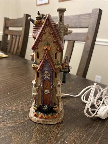 VTG HAND PAINTED PORCELAIN LIGHTED HALLOWEEN HAUNTED HOUSE | eBay