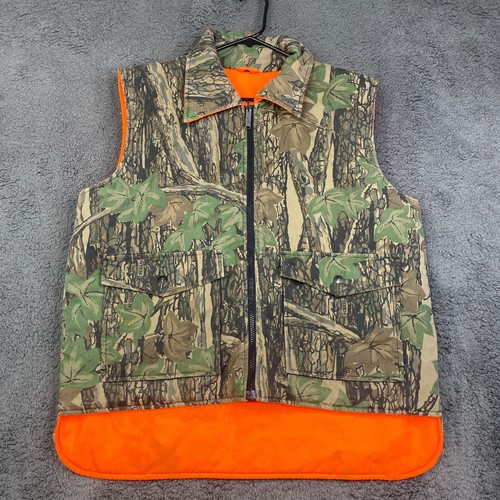 Camo Blaze Orange Reversible Hunting Vest M Conceal Rebark Polyester ...