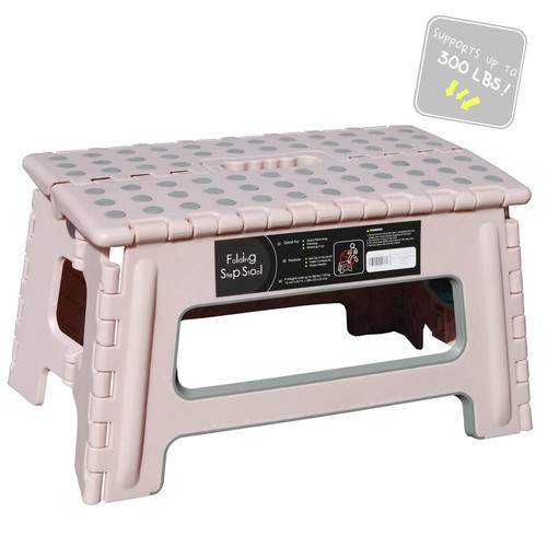 Folding Step Stool - 9" Height - Holds up 300 Lbs Lightweight Foldable ...
