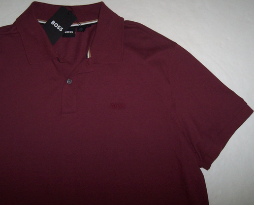 NWT Hugo Boss DARK RED/WINE PALLAS Pique Cotton POLO Shirt Men's XXL ...