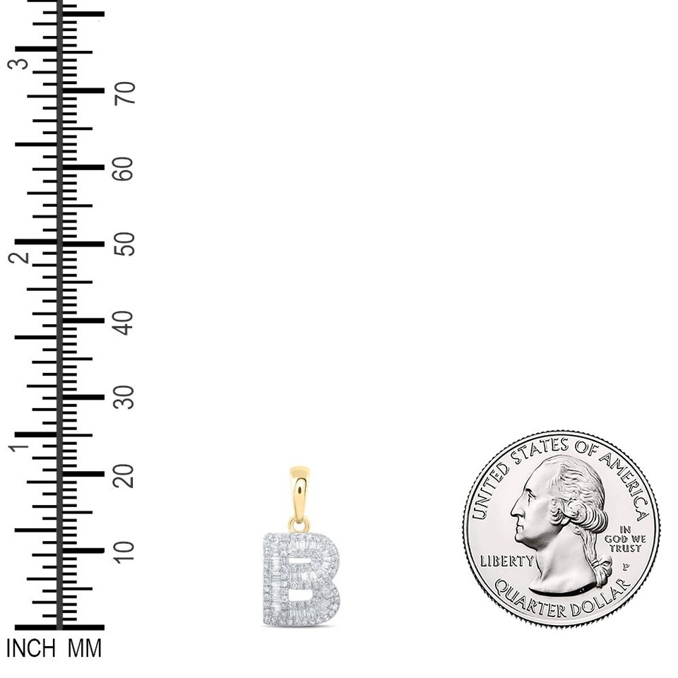 0.44 Ctw Natural Diamond Baguette Hiphop Initial Letter A Pendant 10k ...