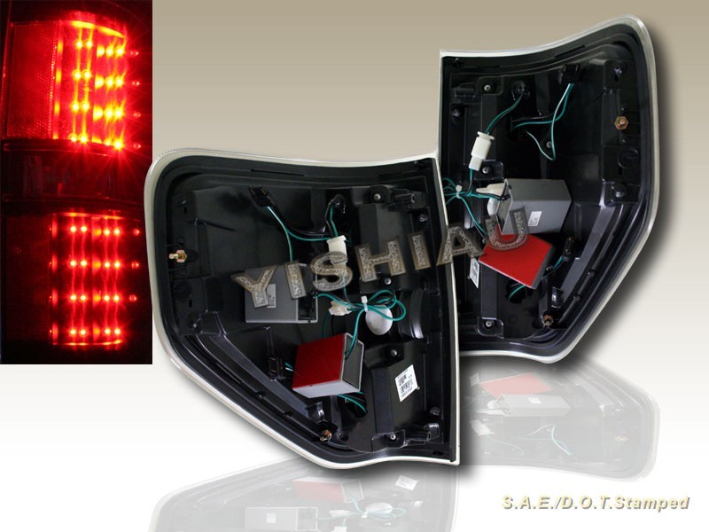09 10 11 12 13 14 FORD F150 F-150 XL/XLT/STX/FX4 LED TAIL LIGHTS BLACK ...