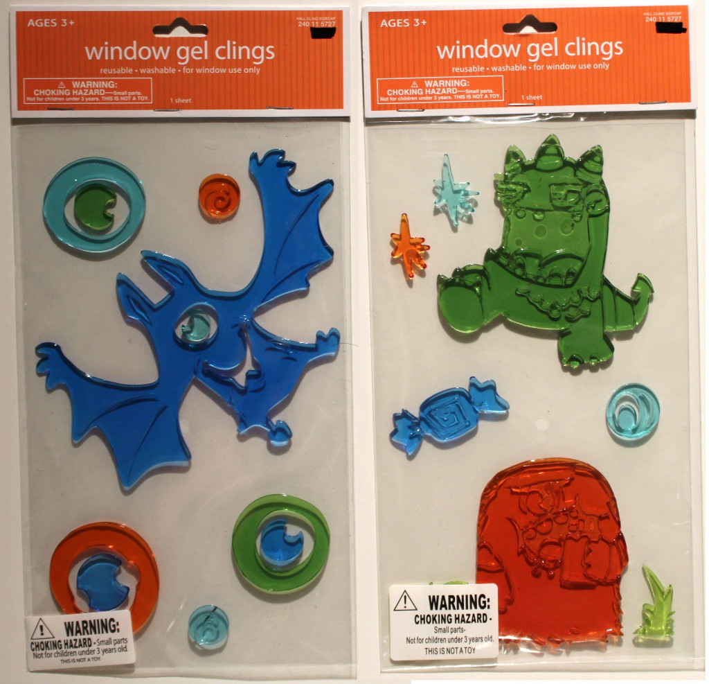 2-SET MONSTER HALLOWEEN WINDOW CLINGS Gel Decoration Spooky Kids Party ...