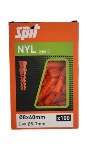 Cheville Nylon - Spit NYL TYPE C - 8 x 40 mm - Avec collerette - Boite de 100 - | eBay