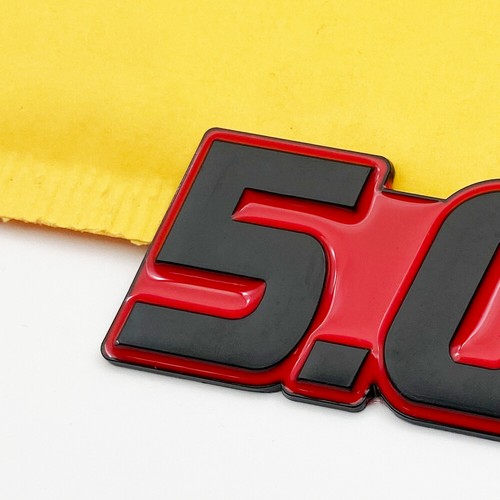 2x Black & Red 5.0L Engine Metal Logo Emblem Fender Trunk V6 V8 Sports ...