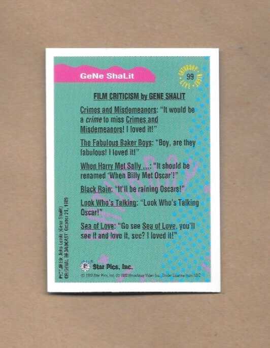 1992 Star Pics Saturday Night Live Gene Shalit Card #99 Jon Lovitz NM+ ...