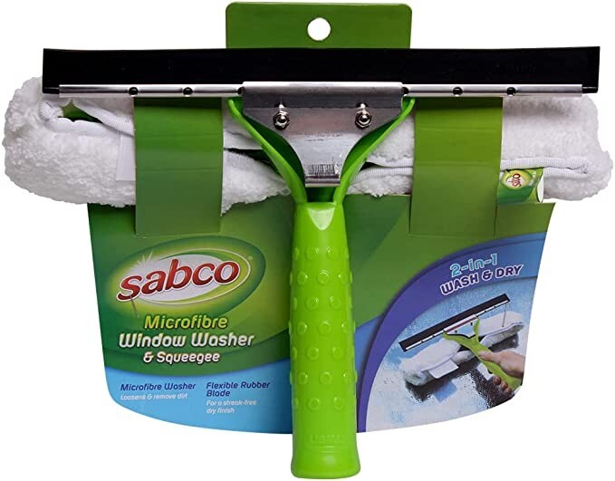 Sabco Microfibre Window Washer / squeegee with Flexible rubber blade ...