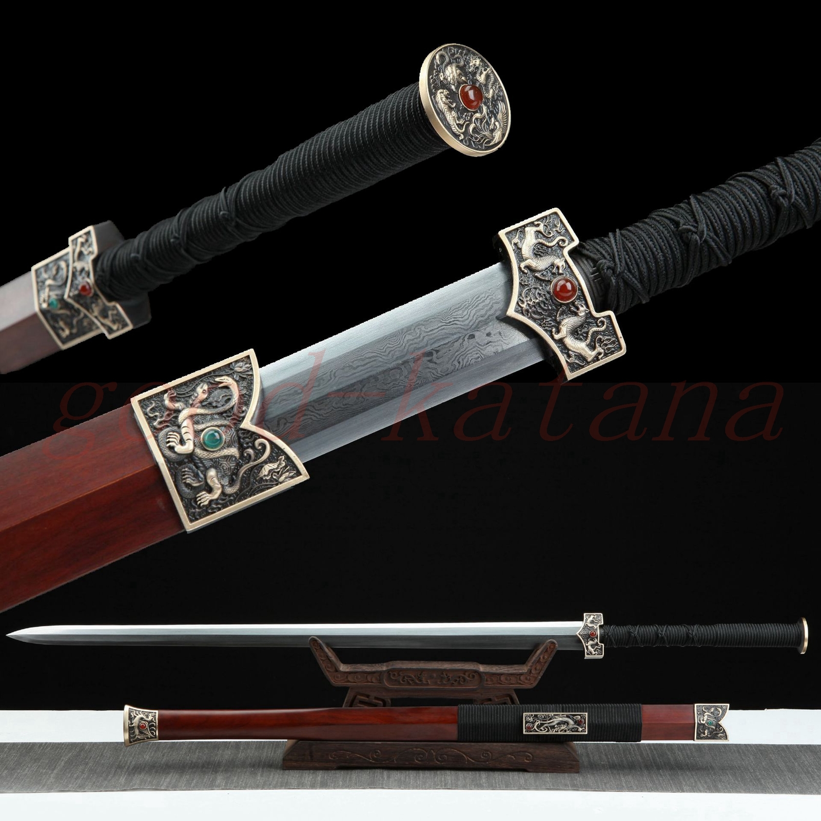 Hand Forge Chinese Sword Octahedral "Han Jian" Folded Steel Blade Sharp ...