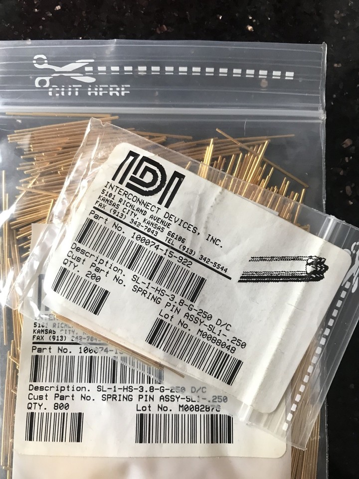 IDI Spring Test Probes_P/N 100074-15-922_Interconnect Devices_QTY 1000 ...