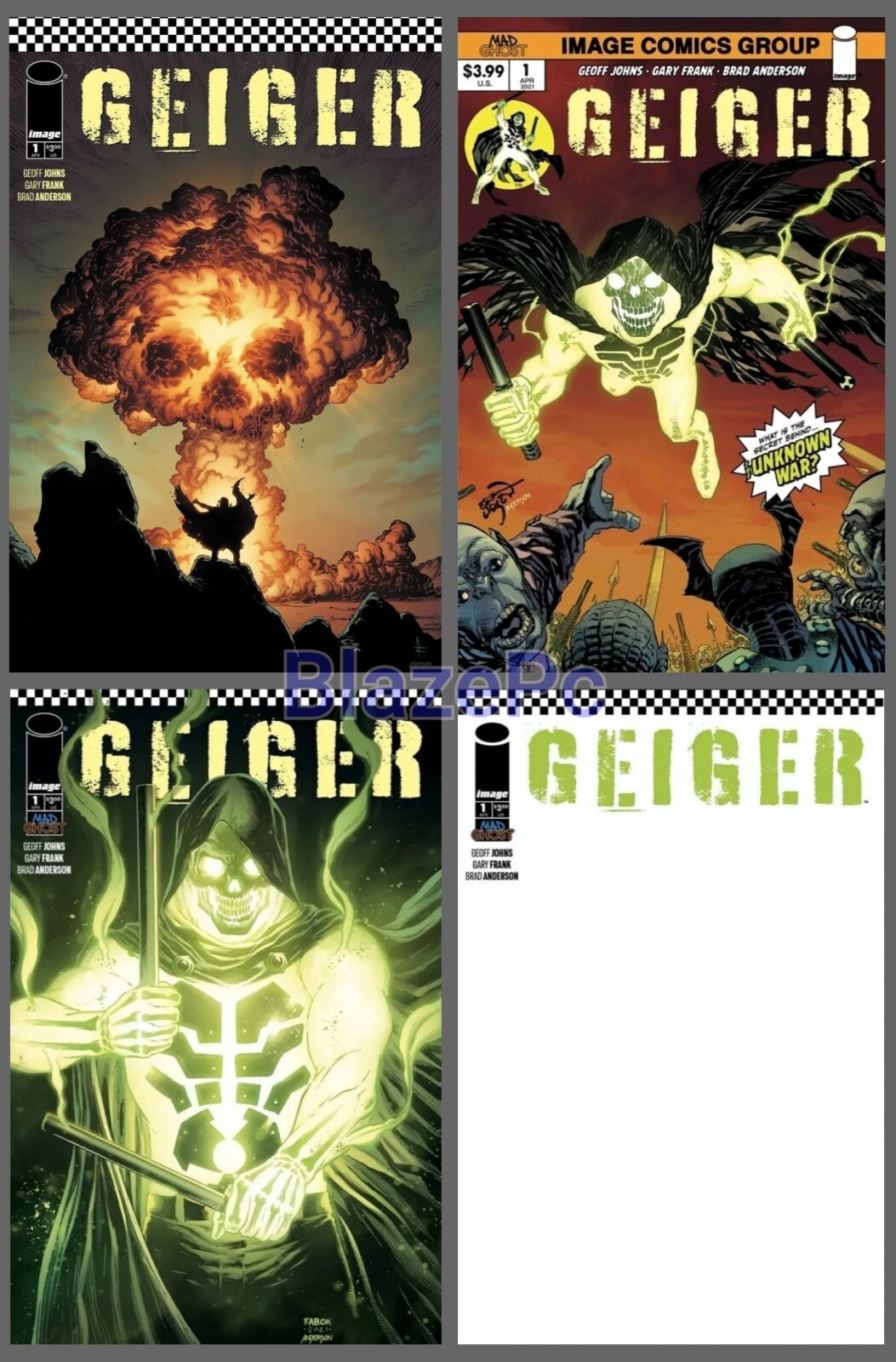 Geiger #1 Cover A B C D 4 Book Set Gary Frank Geoff Johns Image Comics ...
