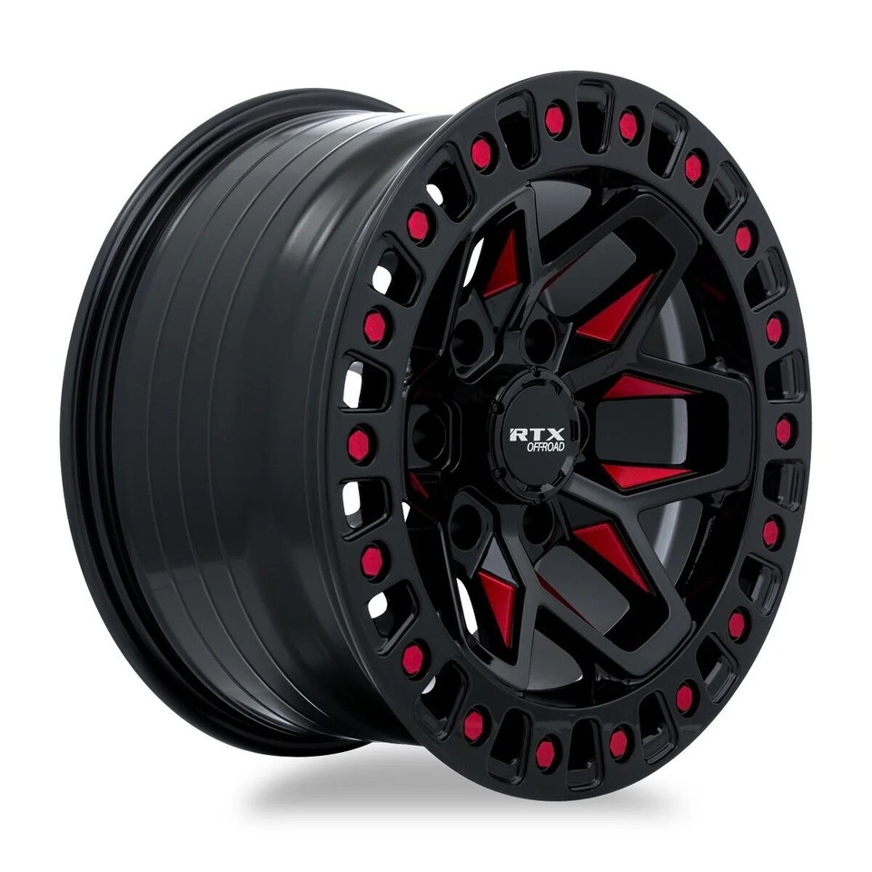 Set 4 20" RTX Zion Black Milled Red Wheels 20x9 5x5 -15mm Rims For Jeep ...