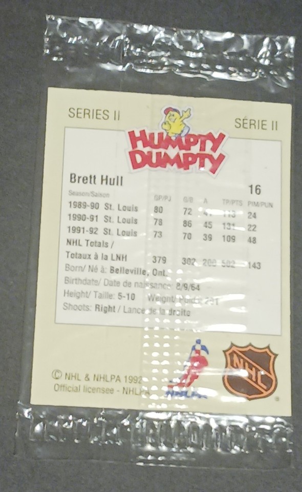 BRETT HULL - 1988-89 Frito-Lay Hockey Stickers #16 Cello Sealed | eBay