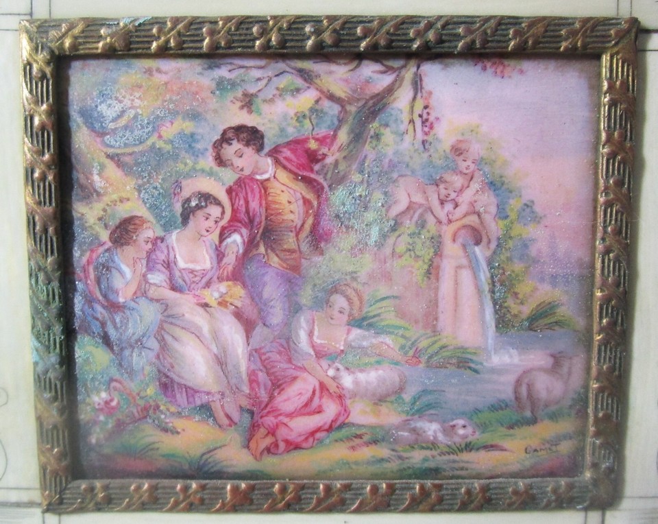 Antique Mid-19th C. Enamel on Copper Painting in Gilt Bronze Frame ...