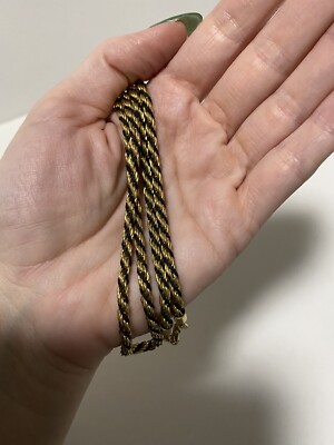 Vintage 80s Estate Quality Gold Black Cord Rope Twist Chain NECKLACE ...