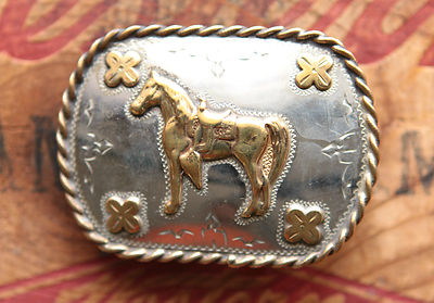 Vintage Ricardo Nickel Silver Cowboy Cowgirl Horse & Saddle Western ...