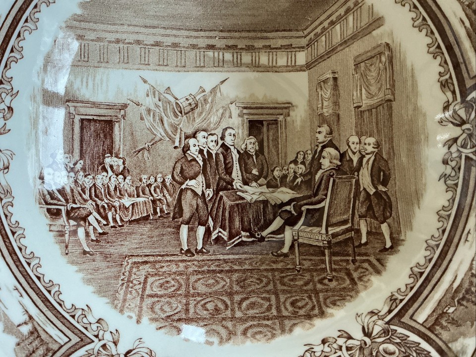 J & G Meakin Americana Brown Ironstone Serving Bowl Declaration of ...