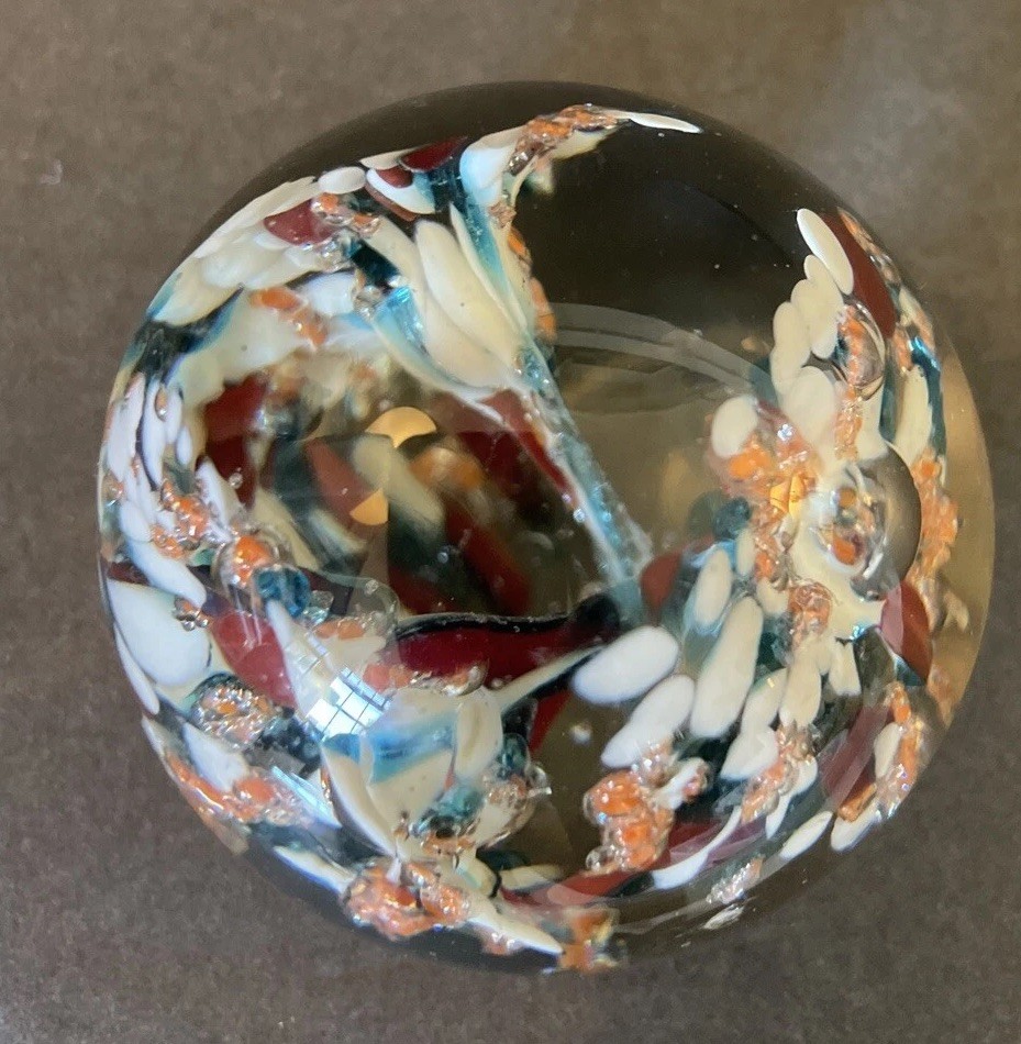 Set of 3 Glass Paperweights: 1 Oval & 2 Round- Blob Sommerso and ...