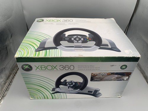 Microsoft Xbox 360 Wireless Racing Steering Wheel Pedals Cords Box ...