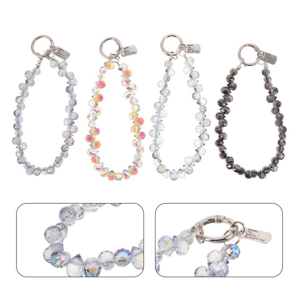 4pcs Crystal Beaded Phone Charm Wrist Strap - Beads Bracelet Mobile ...