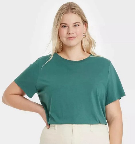 A NEW DAY Women's Short Sleeve Slim Fit Casual T-Shirt Top Teal M | eBay