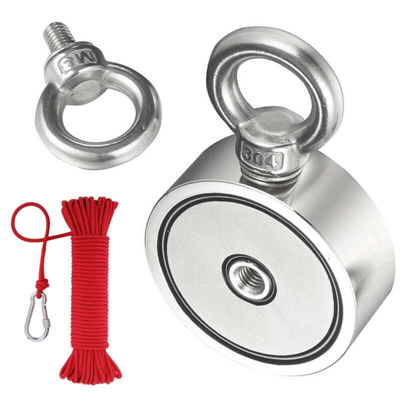 Fishing Magnet Kit Upto 1300 Lbs Pull Force Strong Neodymium + Rope W ...
