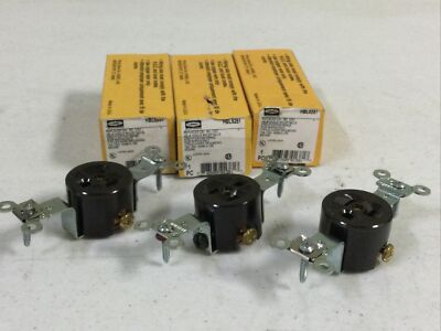 NEW, HUBBELL (LOT OF 3) HBL5251, SINGLE RECEPTACLE, 2POLE 3 WIRE ...