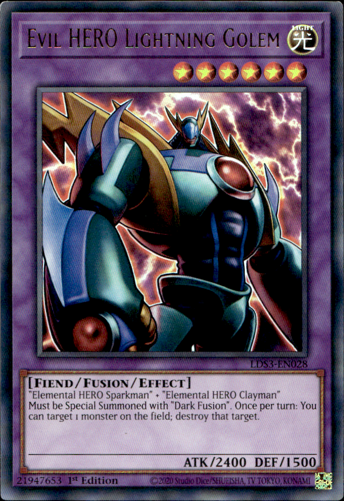 EVIL HERO LIGHTNING GOLEM LDS3-EN028 ULTRA SELTEN GOLD Yugioh | eBay