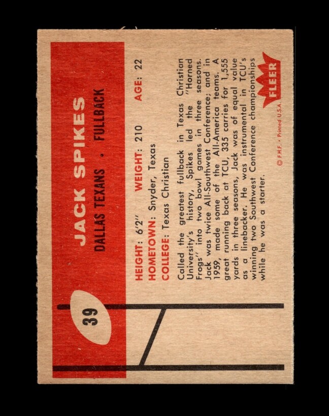 1960 Fleer Set-Break # 39 Jack Spikes RC EX-EXMINT *GMCARDS* | eBay