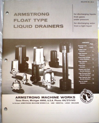 ARMSTRONG Machine Works Float Type Liquid Drainers Catalog ASBESTOS ...