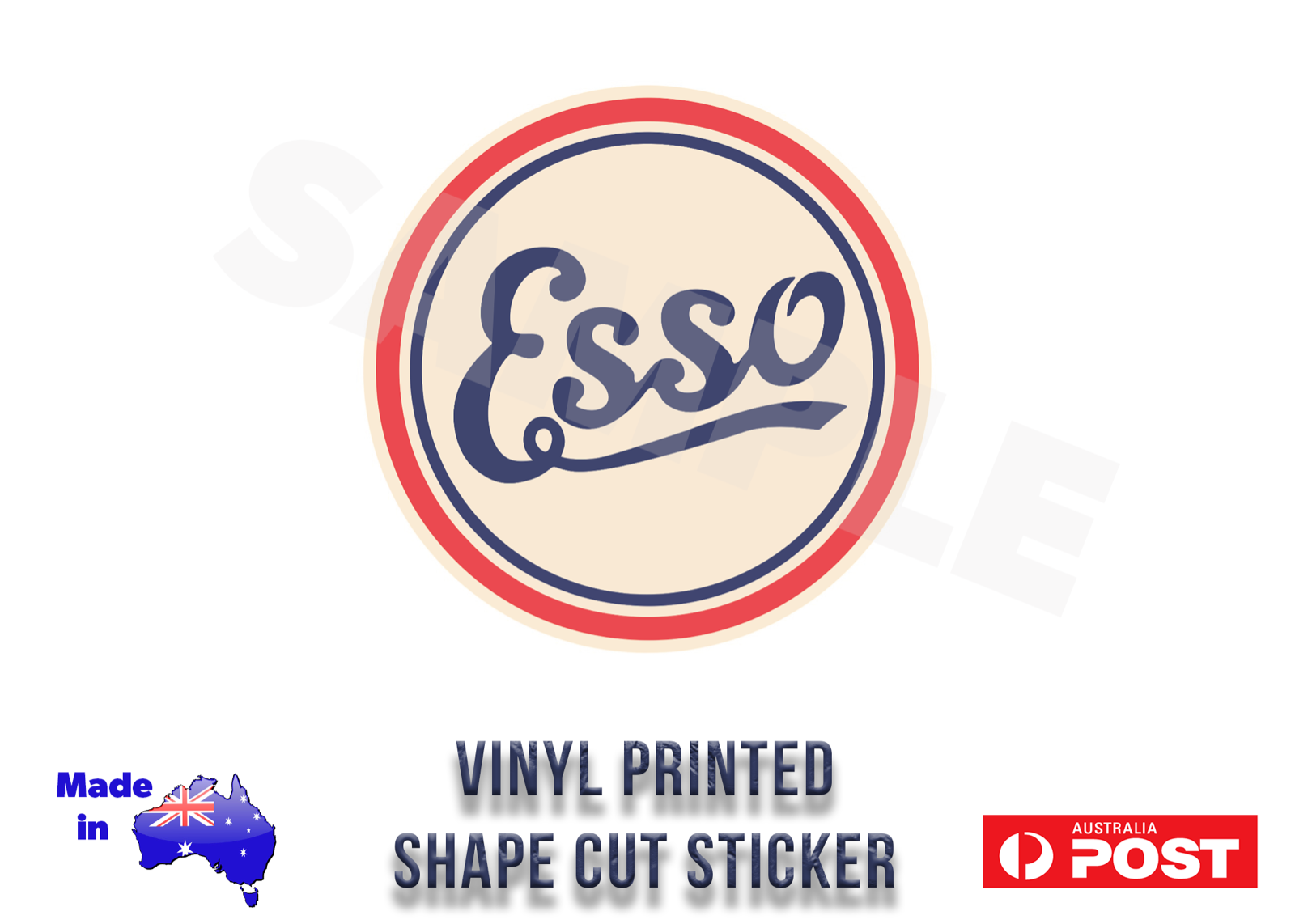 ESSO Oil Fuel Vintage Style Vinyl Print Sticker 100mm Repro Decal ...