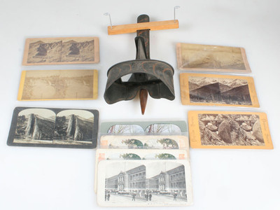 ANTIQUE STEREOSCOPE STEREOPTICON VIEWER WITH STEREOVIEWS,19TH CENTURY ...