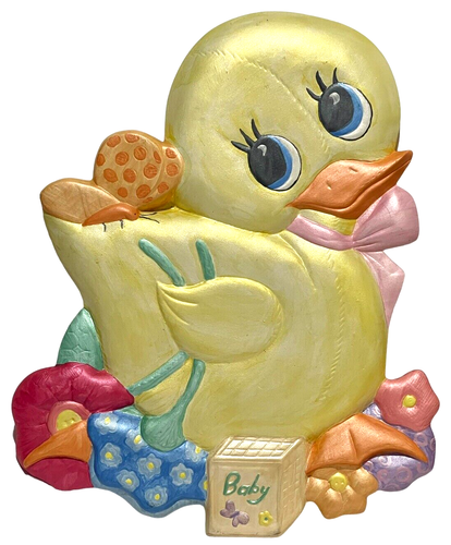 Vtg Ceramic Nursery MACKY MOLDS Baby Duck Duckling 3D Wall Hanging 13x9 ...
