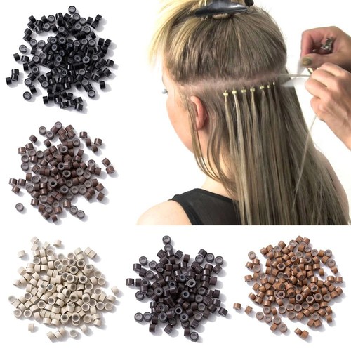 500pcs Silicone Nano Hair Rings Beads Micro Hair Extensions Rings ...