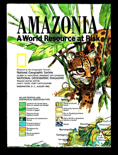 1992-8 National Geographic Map AMAZONIA WORLD RESOURCE RISK Brazil ...