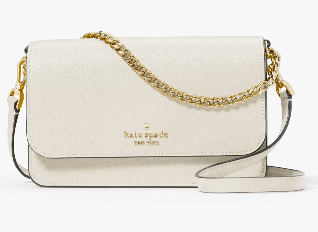 Kate Spade Madison Flap Crossbody Bag White Leather Chain Purse KC586 ...