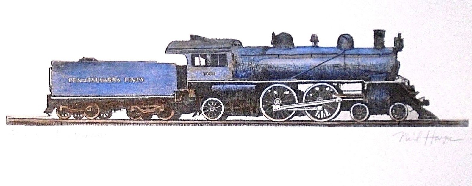 Neil Harpe 7452 Penn Steam Locomotive Ten Wheeler Etching Print Signed ...