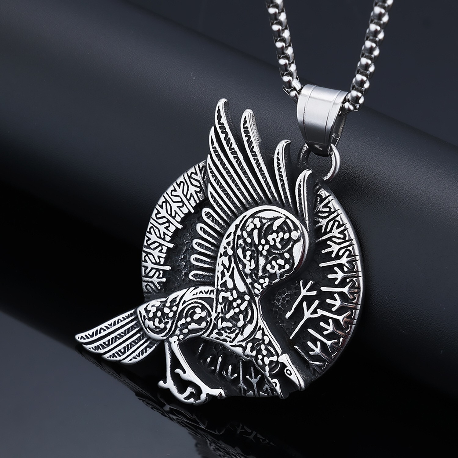 Norse Viking Talisman Amulet Raven Crow Pendant Necklace Stainless ...
