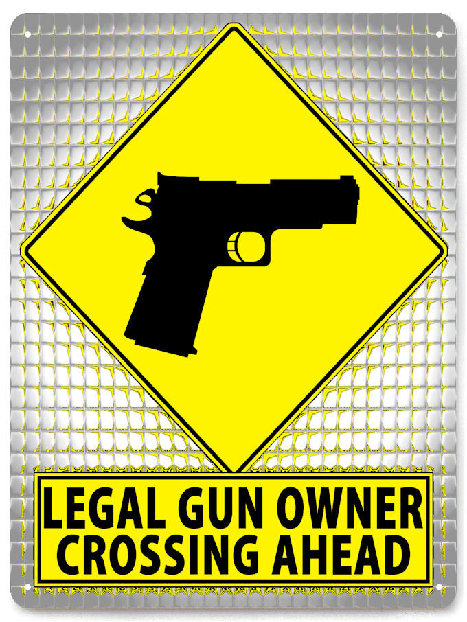 2nd amendment GUN Metal street sign revolver / mancave retro wall decor ...