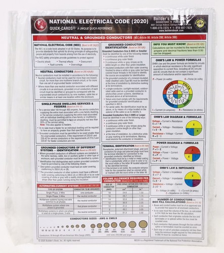 NATIONAL ELECTRICAL CODE (NEC) 2020 Quick-Card | eBay