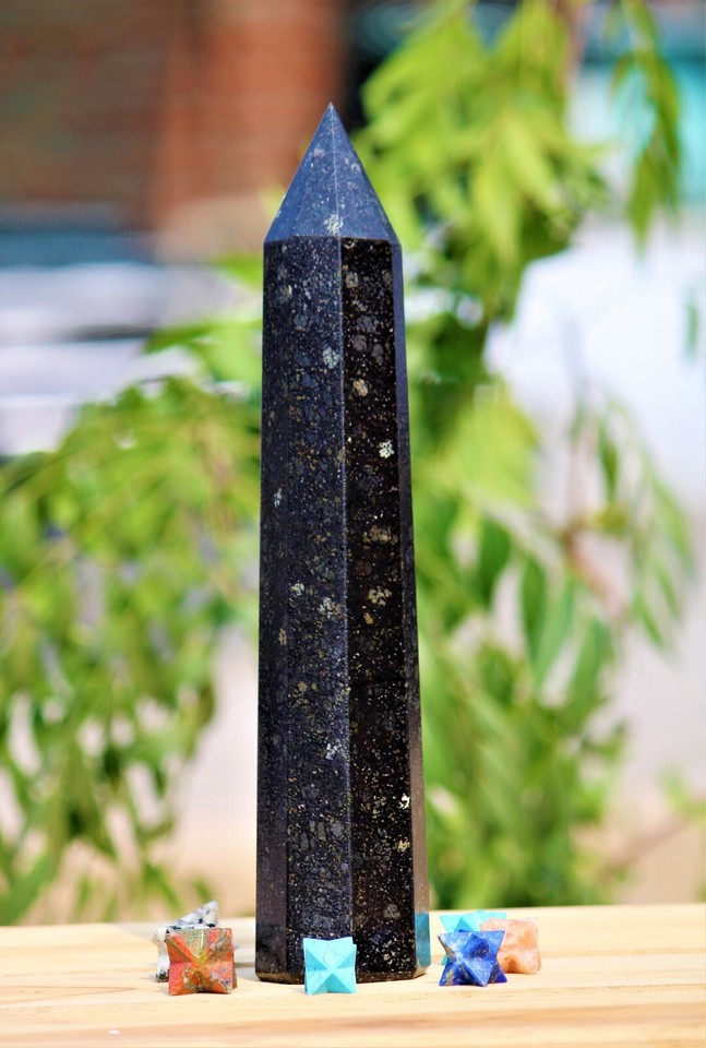 Large 12" Black Nuummite ( Coppernite ) Stone Healing Metaphysical ...
